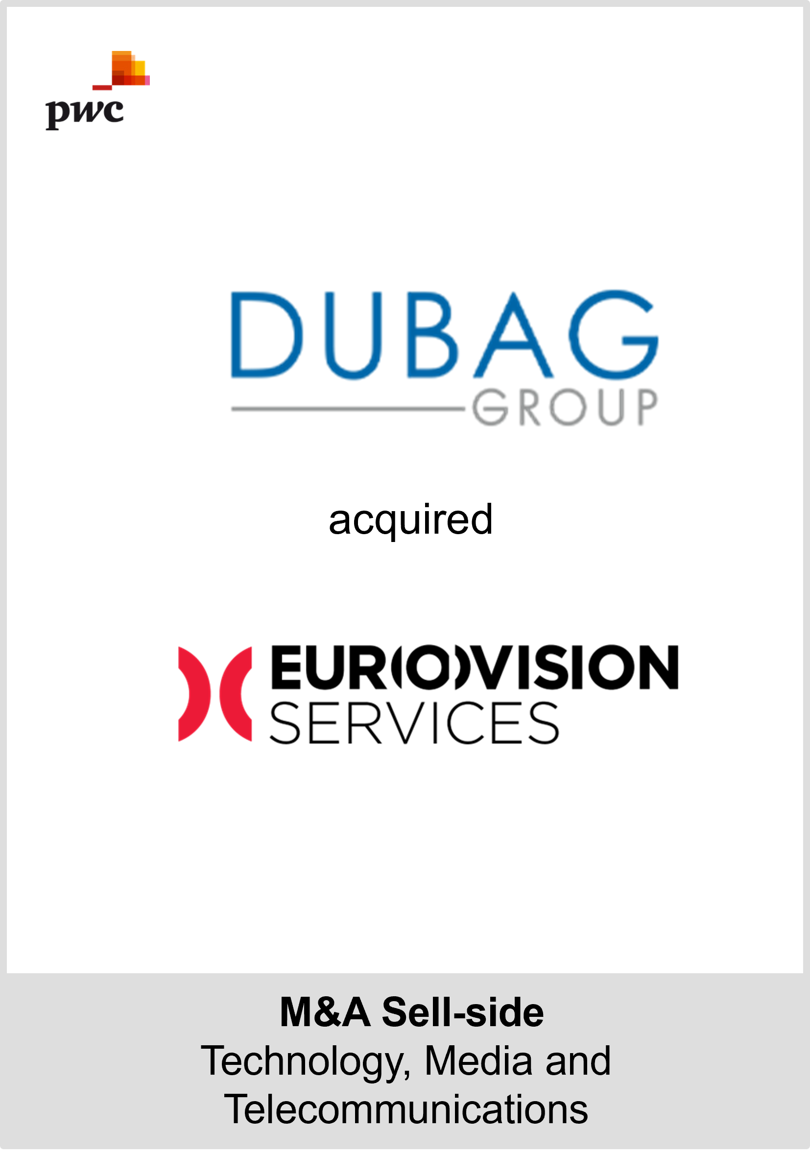 Successful Deals with PwC: Sale of Eurovision Services by European Broadcasting Union to DUBAG Group